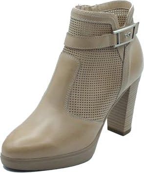 Nero Giardini E615090D Elba Col. Champagne Bottines pour femme en cuir avec talon haut et &eacute;clair, Champagne, 35 EU