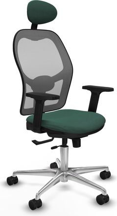 Piqueras y Crespo Gr&uuml;ner Schreibtischstuhl mit 2D-Armen, h&ouml;henverstellbarer Lendenwirbelst&uuml;tze und festem Kopfteil, ausgestattet mit Syncro/Traslack und injiziertem Sch
