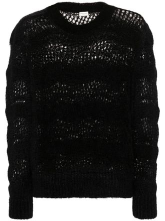 Saint Laurent Pullover mit Lochstrickmuster - Schwarz