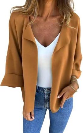 Generic Cardigan d&eacute;contract&eacute; en daim synth&eacute;tique pour femme, v&ecirc;tement dext&eacute;rieur surdimensionn&eacute; en cuir pour femmes, gilet de campagne uni &agrave; la mode pour femm