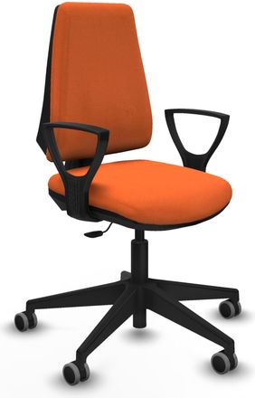 Piqueras y Crespo Drehstuhl Elche Rollen mit festen Armen, ausgestattet mit Basis-Permanentkontakt und Schneidschaum, Orange