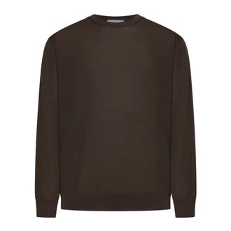 D4.0 Rippstrick-Pullover mit Rundhalsausschnitt - - Knitwear - Herren - Braun - 2XL