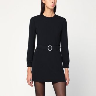 Saint Laurent Schwarzes Minikleid mit G&uuml;rtel
