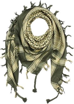 Freak Scene Kufiya - vert-vert olive-gris - beige - 100 x 100 cm - Shemagh - foulard Arafat palestinien - keffieh en coton