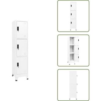 vidaXL The Living Store - Schlie&szlig;fachschrank Wei&szlig; 38x45x180 cm Stahl - Schliessfachschrank - Metallschrank - Garderobe - B&uuml;robedarf - Aufbewahrungsbox
