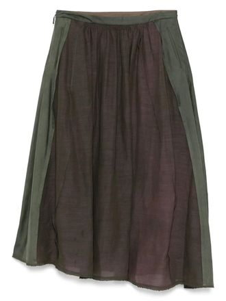 Ziggy Chen jupe mi-longue à imprimé patchwork - Gris