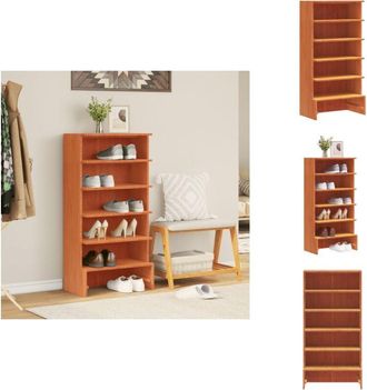 vidaXL Vidaxl - Schuhregal Wachsbraun 52x30x104 cm Massivholz Kiefer - Schuhschrank - Schuhregal - Kiefernholzmöbel - Wohnzimmermöbel - Garderobe
