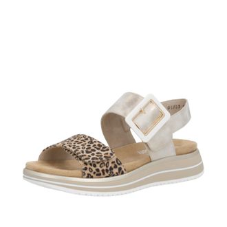 Remonte Plateausandale REMONTE, Damen, Gr. 38, goldfarben, leo, Lederimitat, Textil, metallic, Schuhe, Sandalette, Keilsandale, Sommerschuh mit Lite &acute;n Soft-A