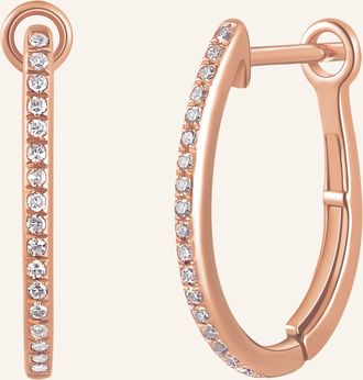 Leaf Creolen Oval S Aus 18 Karat Rosébgold Mit Diamanten rosegold