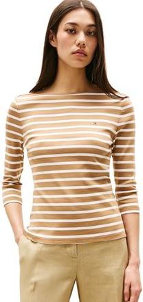 Tommy Hilfiger T-Shirt Manches Longues Femme New Cody Slim Col Bateau, Multicolore (Hickory/Ecru STP), XL