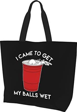 AOOEDM I Came To Get My Balls Wet Ladies Canvas Tote Sac &agrave; provisions r&eacute;utilisable