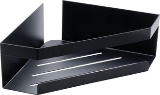 Schöner Wohnen Kollektion Eckablage Mod. Meleto in modernem Schwarz aus rostfreiem Edelstahl für Duschbereich ohne Bohren zur einfachen Anbringung Maße 28,5 cm x 8 cm x 18 cm