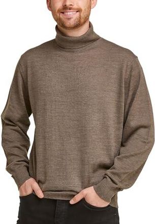Double TWO Pull à col roulé tricoté en laine mélangée de mérinos, col roulé, coupe décontractée, pull à manches longues, marron, XL