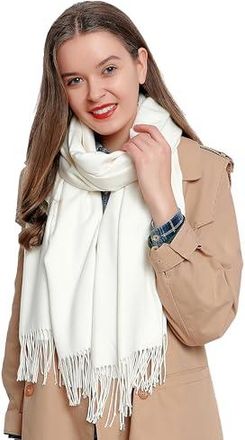 DonDon &Eacute;charpe femme hiver chaud et douce Ch&acirc;le Etole Foulard 185 x 65 cm - blanc