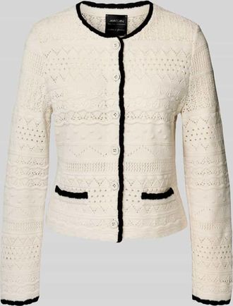 Marc Cain Strickjacke aus Schurwolle mit Lochmuster