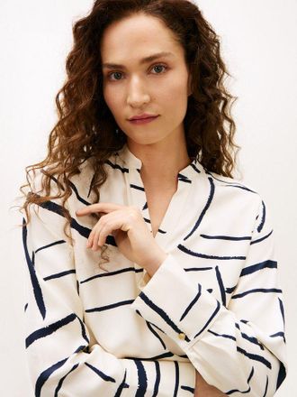 Tommy Hilfiger Langarmbluse VIS TWILL V NECK BLOUSE LS mit Knopfleiste