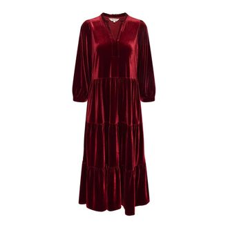 Part Two Midi-Tageskleid mit R&uuml;schen - - Dresses - Damen - Rot - S