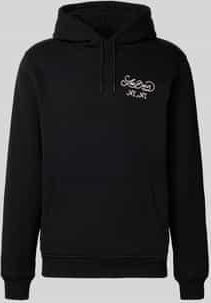 Les Deux Hoodie mit Label-Print und Känguru-Tasche