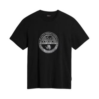 Napapijri Kurzarm Baumwolle Schwarzes T-Shirt - - Tops - Herren - Schwarzk - M