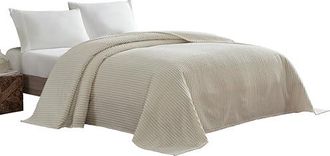 Beatrice Home Fashions Channel-Chenille-Tagesdecke, Kingsize, elfenbeinfarben