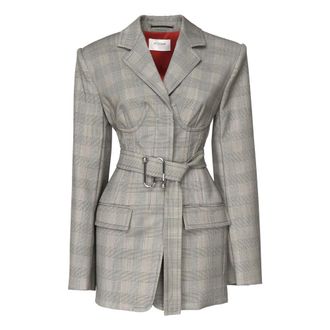 Sportmax Graue Prince of Wales Wolljacke - - Jackets - Damen - Grau - M