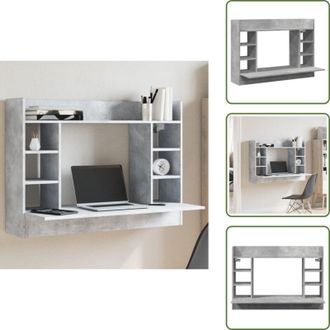 vidaXL The Living Store Wand-Schreibtisch Betongrau 105x48x75 cm Holzwerkstoff - Schreibtisch