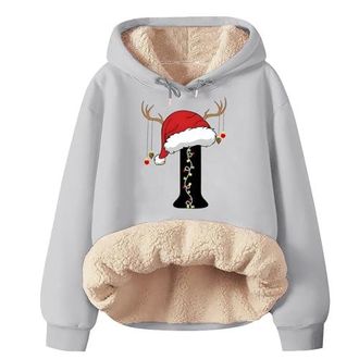 Generic Pull de No&euml;l 2025 pour femme - Grande taille - Haut moelleux &agrave; manches longues - Coupe ample - Doux et confortable - Avec cordon de serrage - Pull &agrave; c