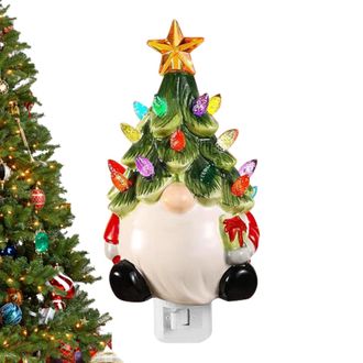 Generico Weihnachtsfiguren mit Beleuchtung, aus Harz, Weihnachtsbaum mit Beleuchtung, zur Dekoration von Schreibtisch, Tisch, Büro, Zuhause, Zimmer, Partys