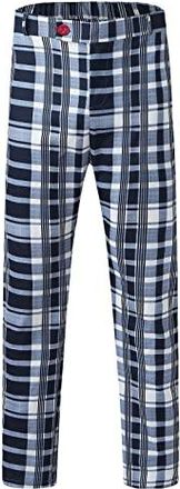 Generic Pantalon de loisirs pour homme avec motif &agrave; carreaux - Pantalon de costume pour homme - Coupe ajust&eacute;e - Respirant - Pantalon chino ample - Pantalon lo