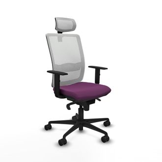 Piqueras y Crespo Haches Computerstuhl mit 1D-Armen, h&ouml;henverstellbare Lendenwirbelst&uuml;tze und h&ouml;henverstellbares Kopfteil, Wei&szlig;/Violett