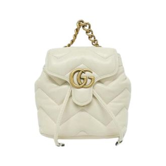 Gucci Pre-owned Sac &agrave; dos en cuir GG Marmont - Femme - Pre-owned - Blanc - Taille: ONE Size