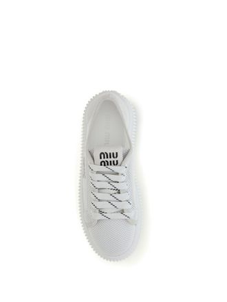 Miu Miu Platform Mesh Sneaker - White