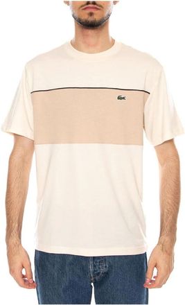 Lacoste Homme, Tops, Blanc, Taille: XL T-shirt en coton &agrave; blocs de couleurs