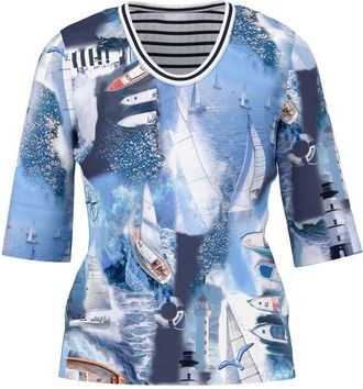 Marc Cain Damen T-Shirt aus Baumwoll-Mix