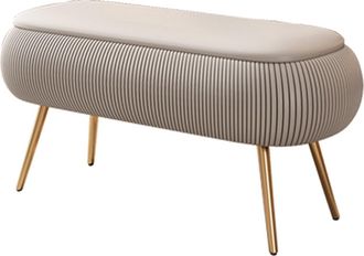 Generic Moderne Eingangsbank mit Kunstledersitz, Holzstruktur und Metallbeinen. Stilvolle Gepolsterte Innenbank f&uuml;r Schlafzimmer, Fenster, Fu&szlig;ende des Bettes 