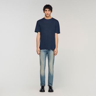 Sandro T-shirt en lin certifi&eacute;