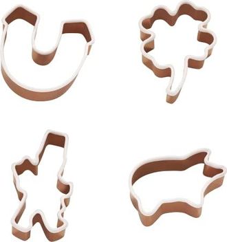 Lurch 10546 Ausstechformen Glück 4er Set Schornsteinfeger,Hufeisen,Schwein,Kleeblatt aus Edelstahl mit Silikonmantel