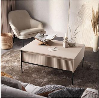 BOBOCHIC Bobochic - Table basse 1 porte 100 cm lenara avec tasseaux Beige
