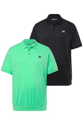 Men Plus Poloshirt Poloshirts 2er-Pack Bauchfit Basic Piqu&eacute; Halbarm