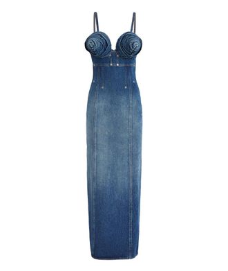 Jean Paul Gaultier Denim Iconic Cups Maxi Dress Size L