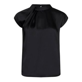 Neo Noir Schwarze Satin Drapy Bluse mit Knotendetail - - Blouses & Shirts - Damen - Schwarzk - L