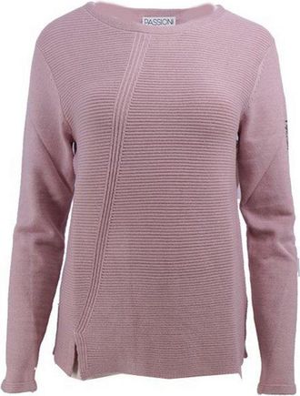 Passioni Strickpullover mit Rippenfront und Strass-Logo