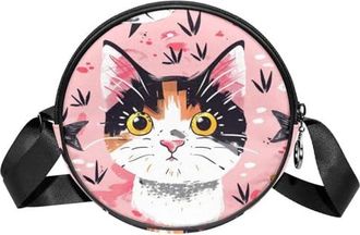 Generic Petit sac &agrave; bandouli&egrave;re circulaire pour femme, petit sac &agrave; bandouli&egrave;re avec fermeture &eacute;clair, bretelles r&eacute;glables, sac &agrave; main rond d&eacute;contract&eacute; pour fe