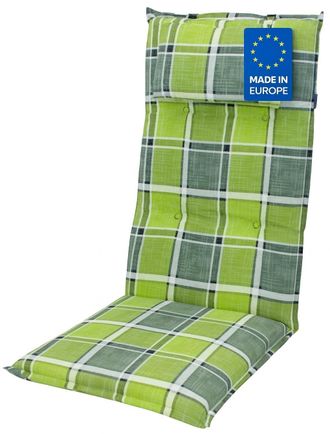 Doppler 8 cm Luxus Hochlehner Auflage mit Kopfkissen 5911, gr&uuml;n kariert