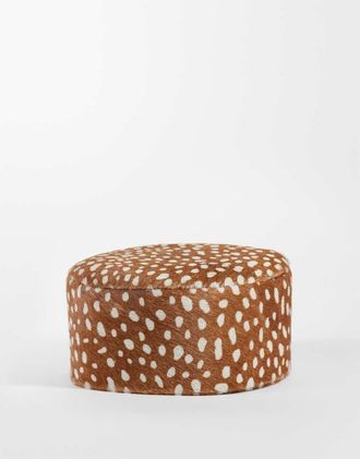 Asos Pillbox-Hut aus Leder mit Fellstruktur und Rehprint-Neutral