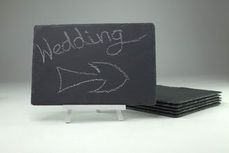 Polstero Tafelservice Schiefer-Untersetzer-Set, 6-teiliges Deko-Schieferplatten-Set f&uuml;r 6 Personen, 20x30cm, dunkelgrau