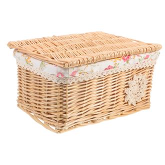 Cabilock Wicker Aufbewahrungsbox Mit Deckel Gro&szlig;er Gewebter Organizer Aus Nat&uuml;rlichem Weidenmaterial F&uuml;r Zuhause B&uuml;ro Schlafzimmer Multifunktionale Ordnungsbox