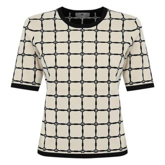Elisabetta Franchi Geometric Logo Sweater Kurzarm - - Tops - Damen - Wei&szlig; - S