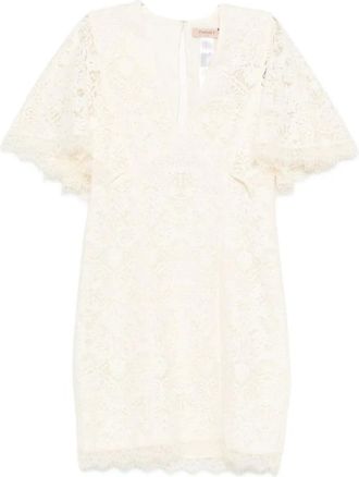 Twinset Femme, Robes, Blanc, Taille: 36 FR Abito corto in pizzo