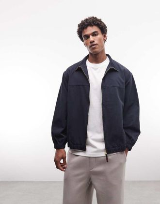 Gramicci veste Harrington zipp&eacute;e en serg&eacute; bleu marine